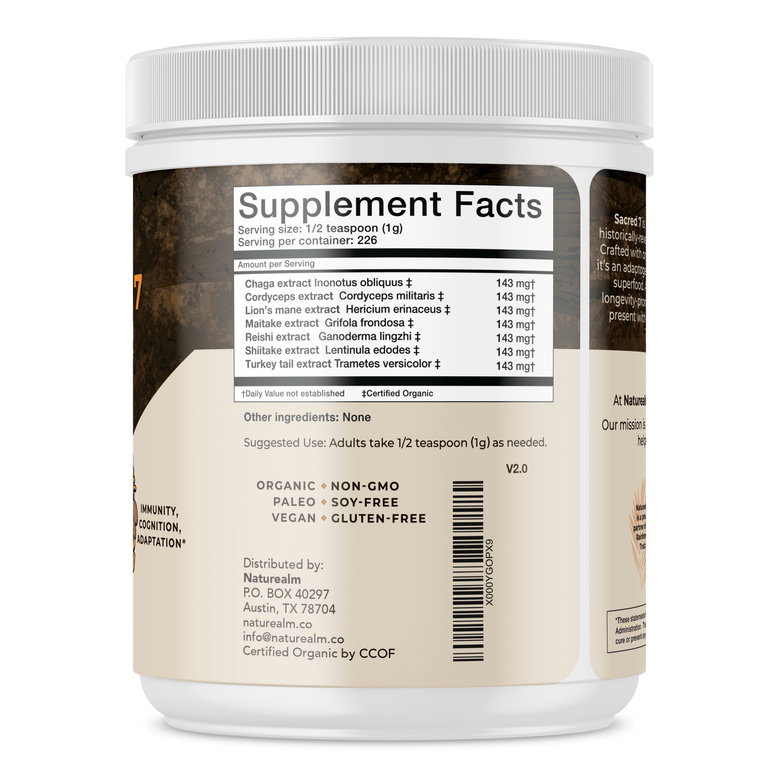 Sacred 7 Mushroom Extract Powder | 100% Fruiting Bodies | USDA Organic ...